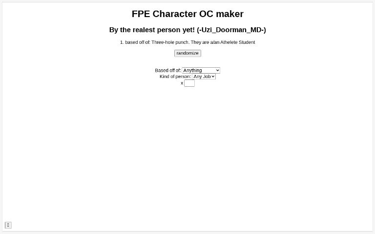 FPE Character OC maker ― Perchance Generator