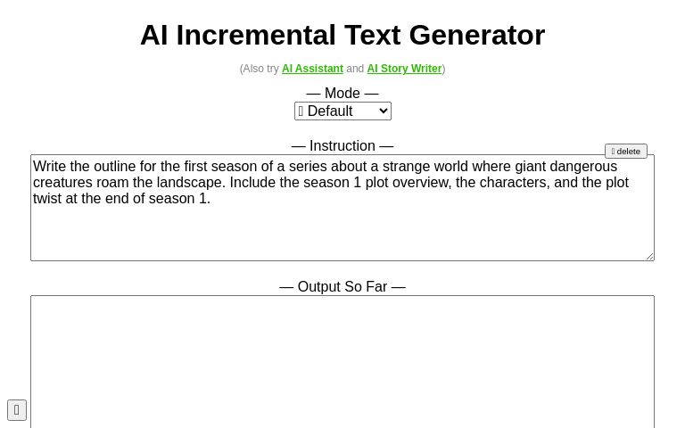 AI Incremental Text Generator