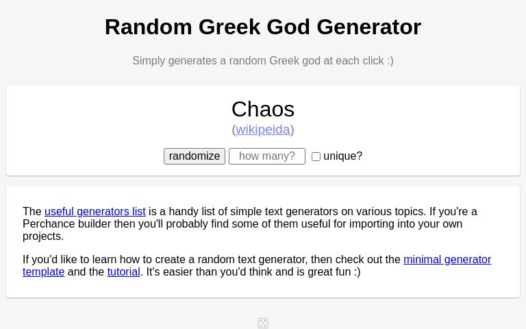 Random Greek God Generator
