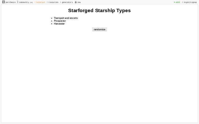 Starforged Starship Types ― Perchance Generator
