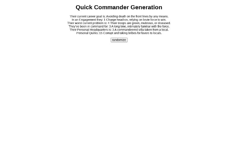 Quick Commander Generation