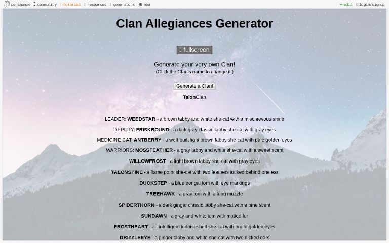 Clan Allegiances Generator