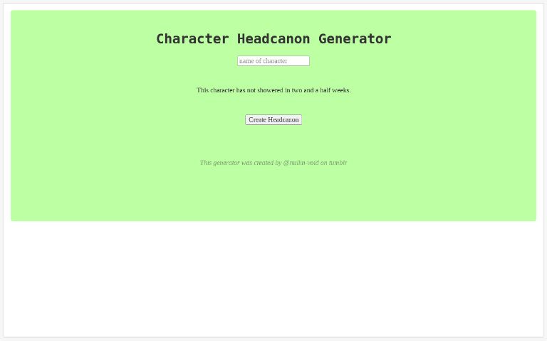 Character Headcanon Generator