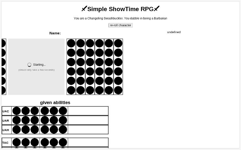 Simple ShowTime RPG ― Perchance Generator