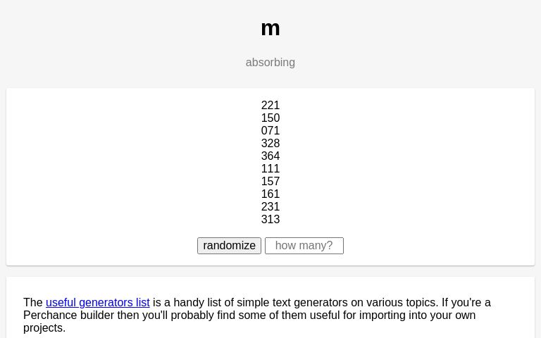 m ― Perchance Generator