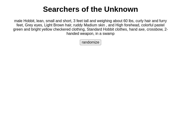 Searchers of the Unknown ― Perchance Generator