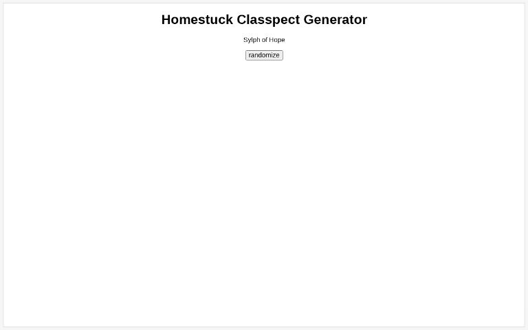 Homestuck Classpect Generator
