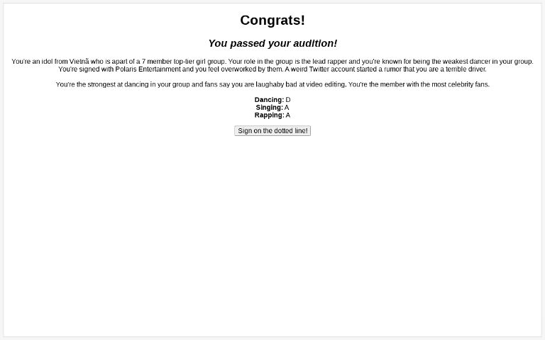 Congrats! ― Perchance Generator