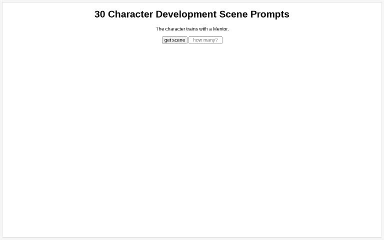 30 Character Development Scene Prompts ― Perchance Generator