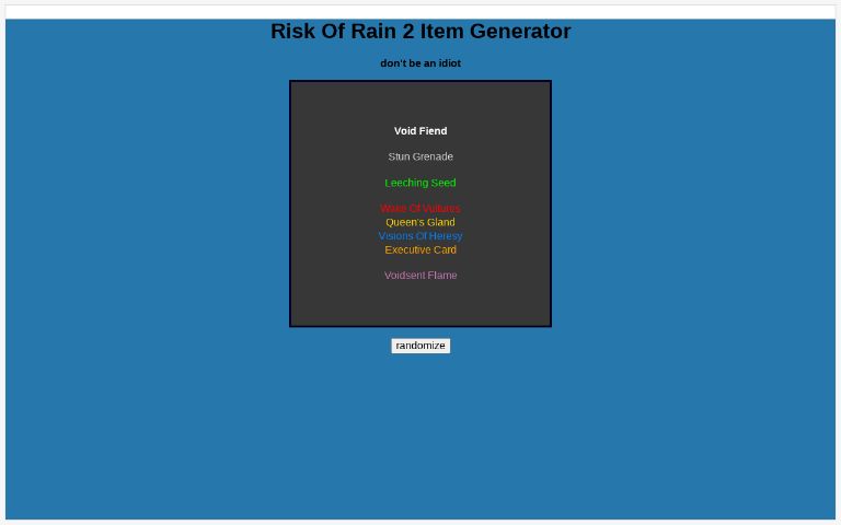 Risk Of Rain 2 Item Generator