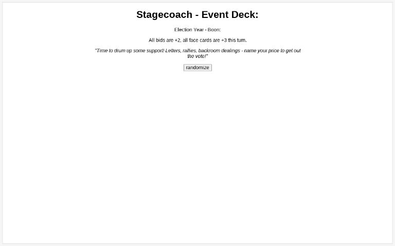 Stagecoach - Event Deck: ― Perchance Generator