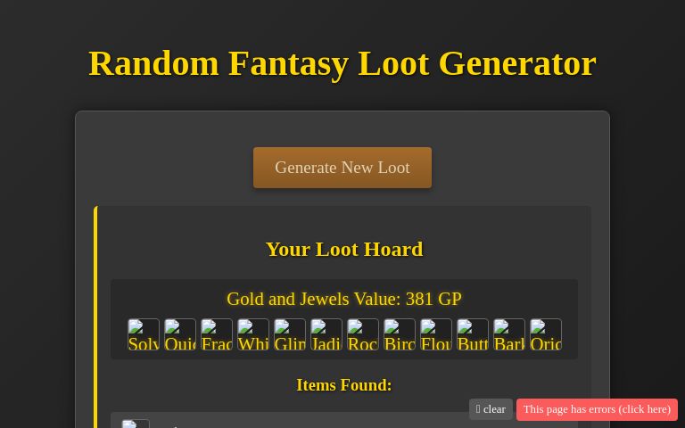 Random Fantasy Loot Generator
