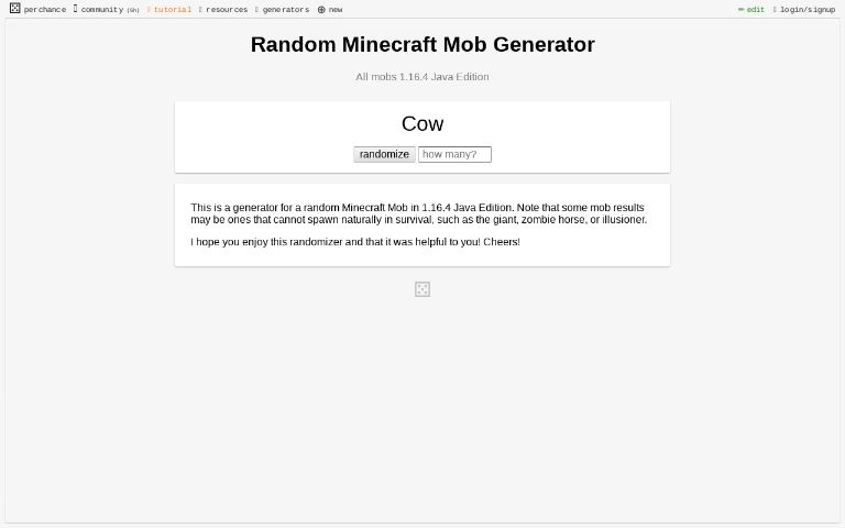 Random Minecraft Mob Generator