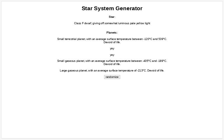 Star System Generator