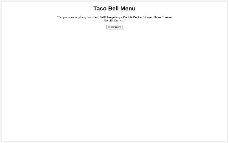 Taco Bell Menu ― Perchance Generator