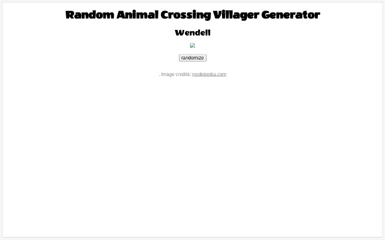 Random Animal Crossing Villager Generator