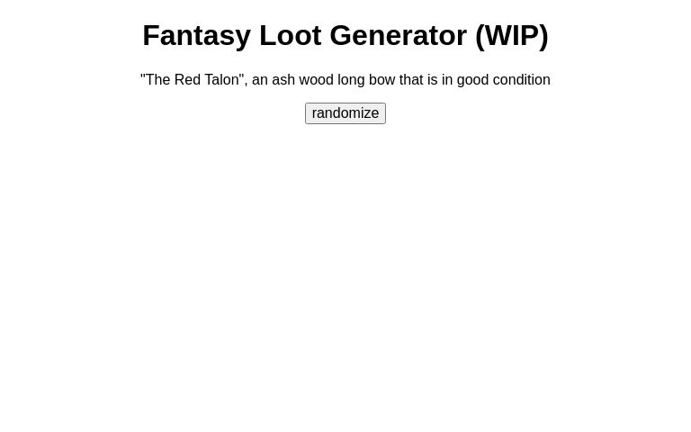 Fantasy Loot Generator (WIP)