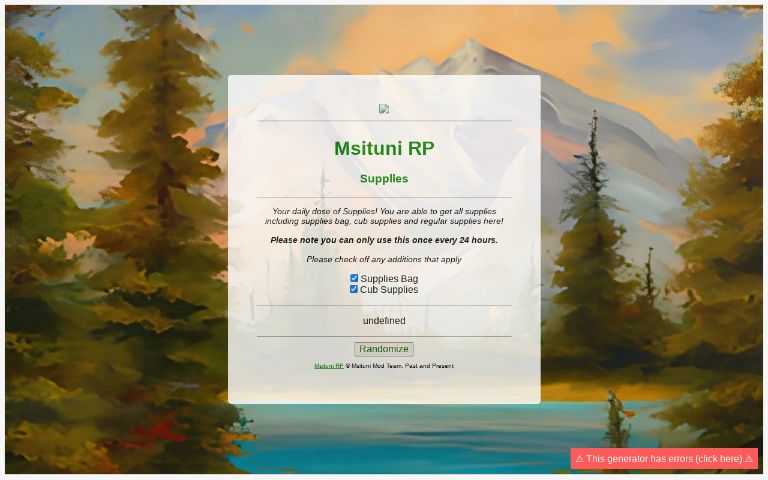 Msituni RP ― Perchance Generator