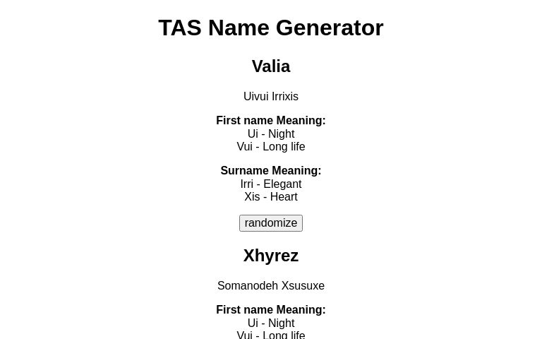 TAS Name Generator