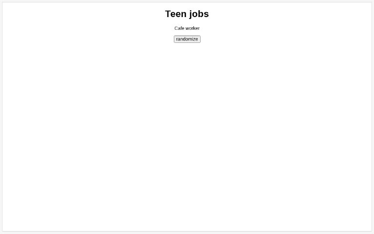 Teen jobs ― Perchance Generator