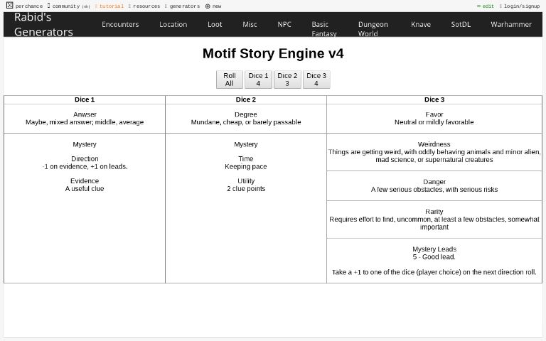 Motif Story Engine v4 ― Perchance Generator