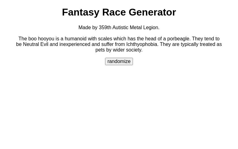 Fantasy Race Generator