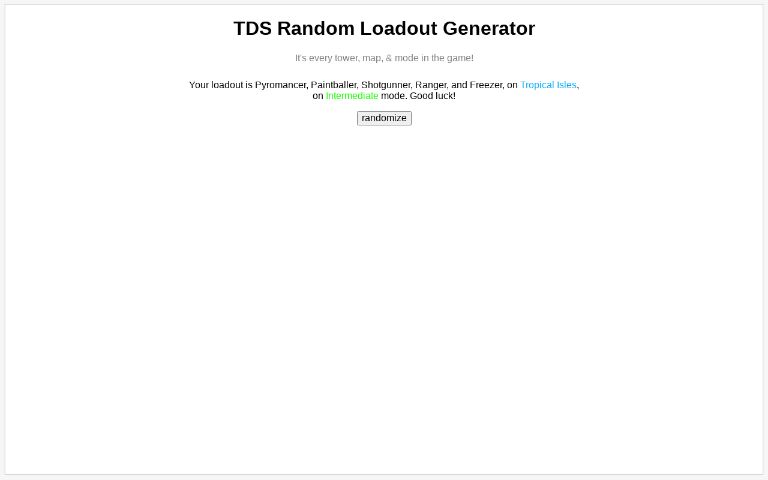 TDS Random Loadout Generator