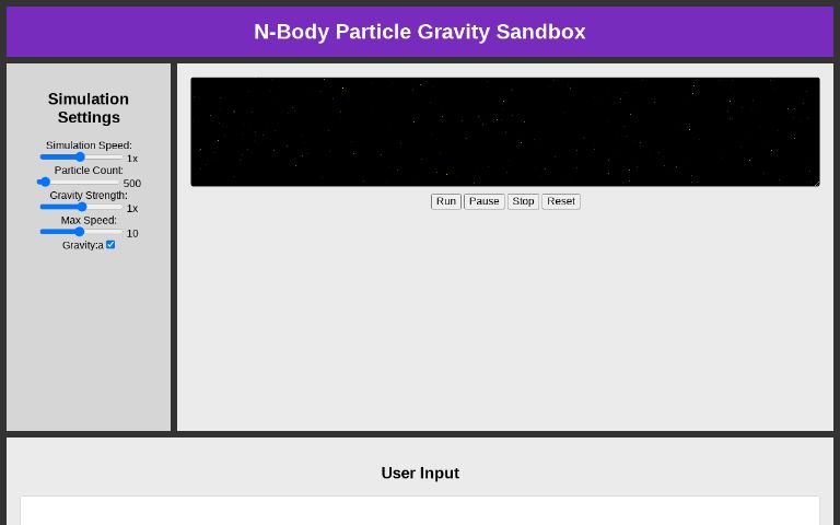 N-Body Particle Gravity Sandbox ― Perchance Generator