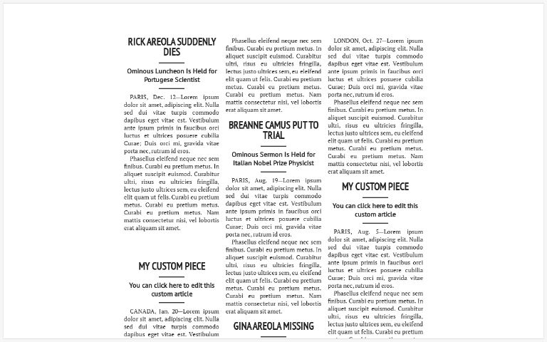 Newspaper Multi-Column Template ― Perchance Generator
