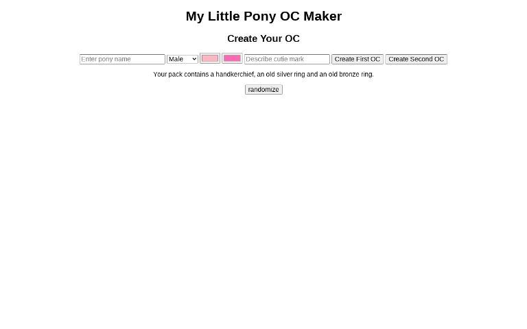 My Little Pony OC Maker ― Perchance Generator