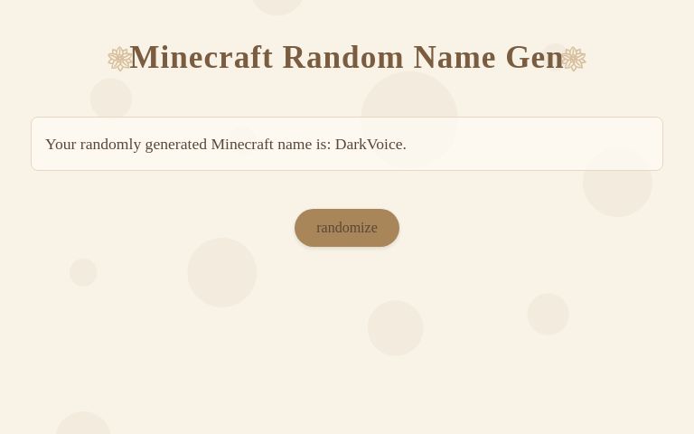 Minecraft Random Name Gen