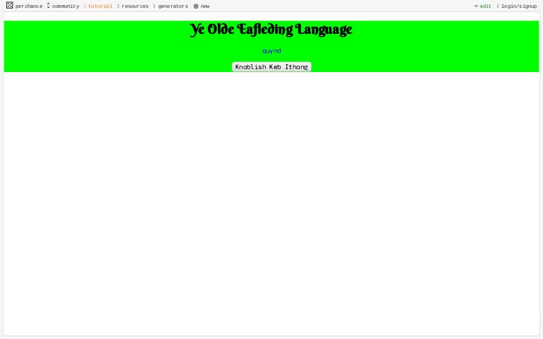 Ye Olde Eafleding Language ― Perchance Generator