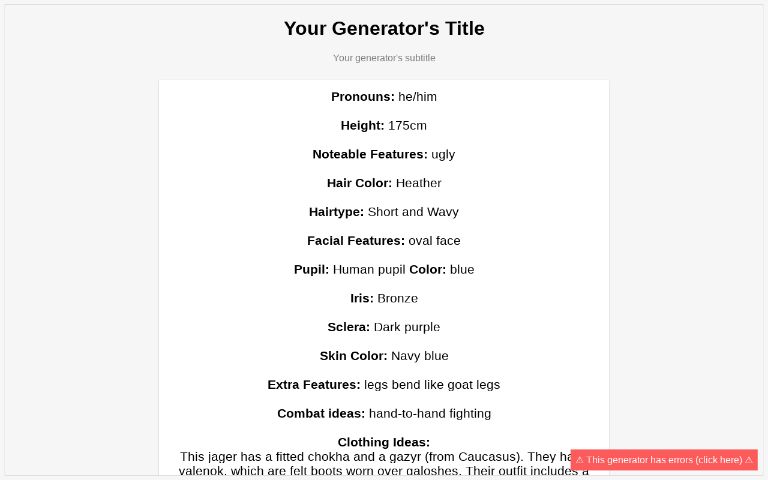 Basic Template ― Perchance Generator