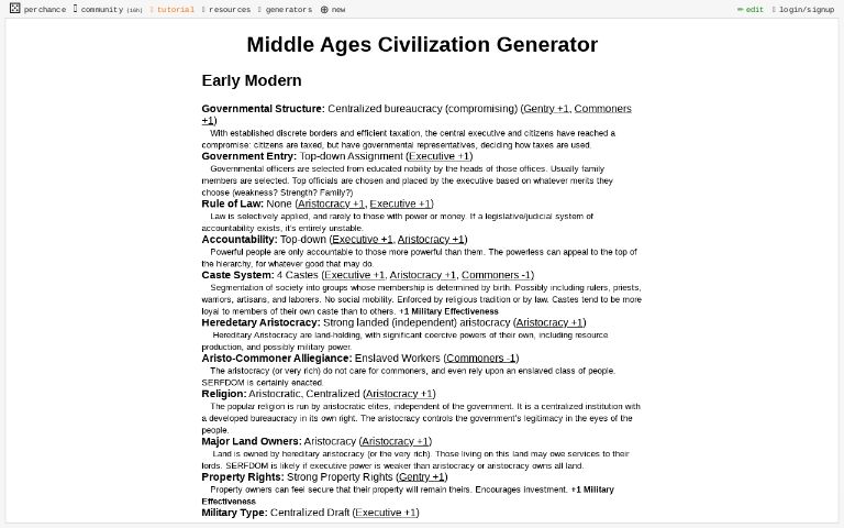 Middle Ages Civilization Generator