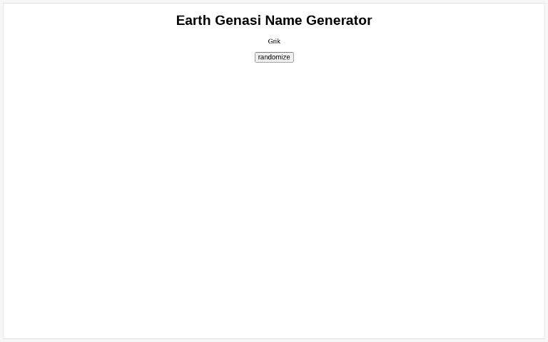 Earth Genasi Name Generator