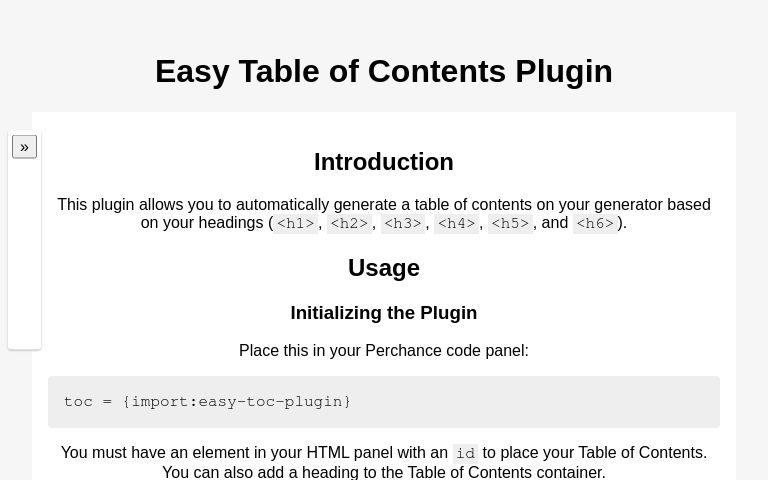 Easy Table of Contents Plugin