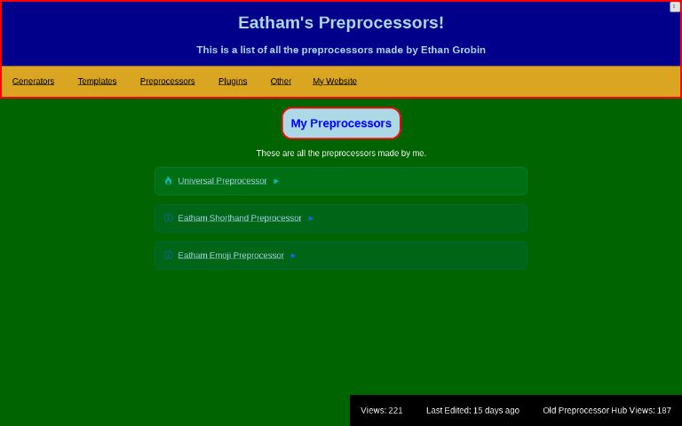 Eatham's Preprocessors! ― Perchance Generator