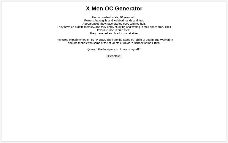 X-Men OC Generator