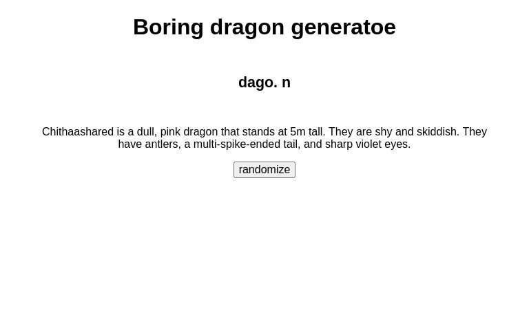 Boring dragon generatoedago. n