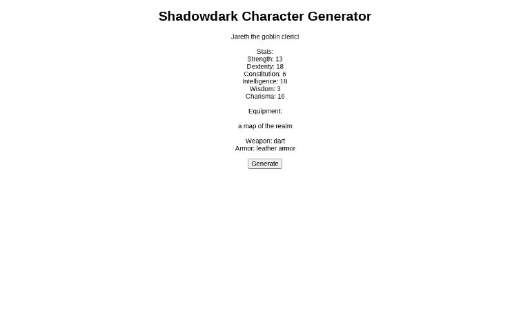 Shadowdark Level 0 Character Generator
