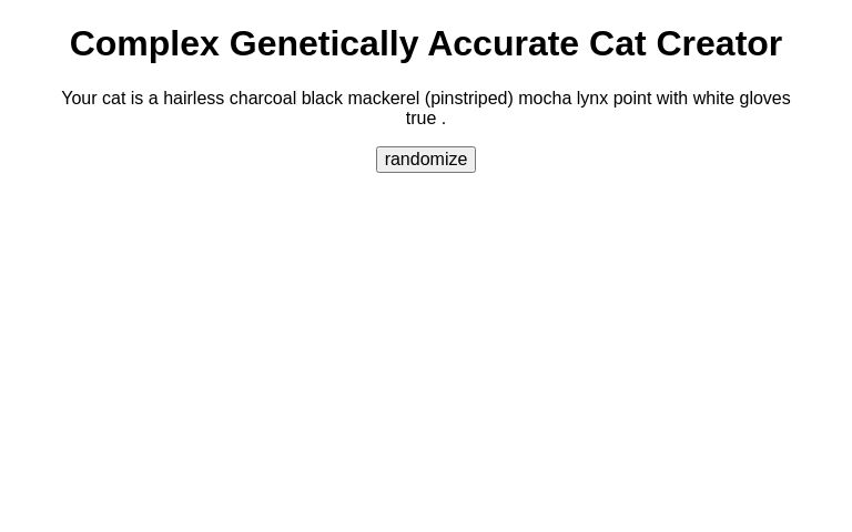 Complex Genetically Accurate Cat Creator ― Perchance Generator
