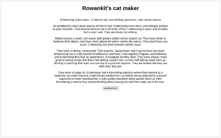Rowankit's cat maker ― Perchance Generator