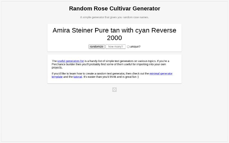 Random Rose Cultivar Generator