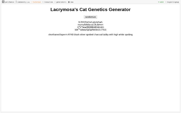 Lacrymosa's Cat Genetics Generator