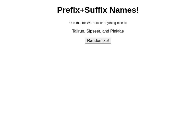 Prefix+Suffix Names! ― Perchance Generator