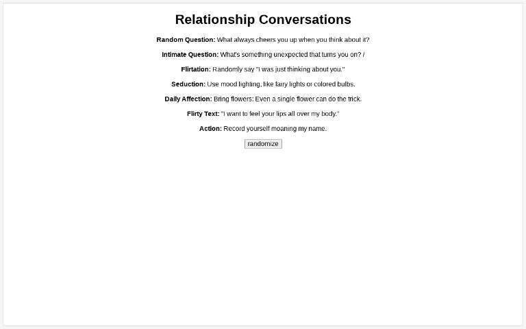 Relationship Conversations ― Perchance Generator
