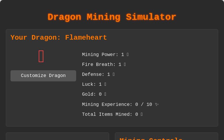 Dragon Mining Simulator ― Perchance Generator