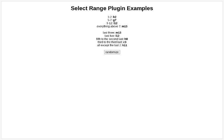 Select Range Plugin Examples