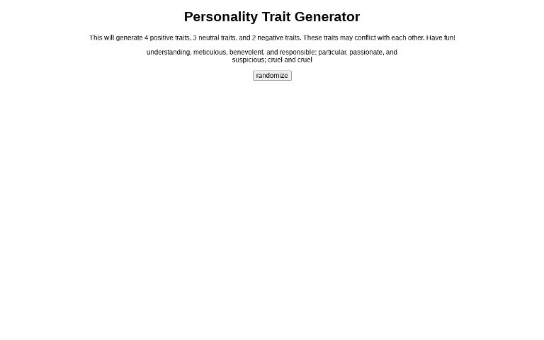 Personality Trait Generator