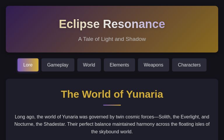 Eclipse Resonance ― Perchance Generator